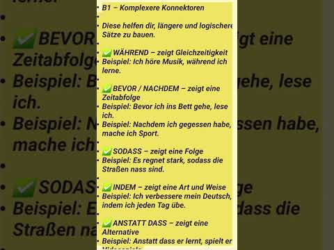 Hier ist eine Liste mit allen wichtigen Konnektoren von A1 bis B1, die dir helfen.