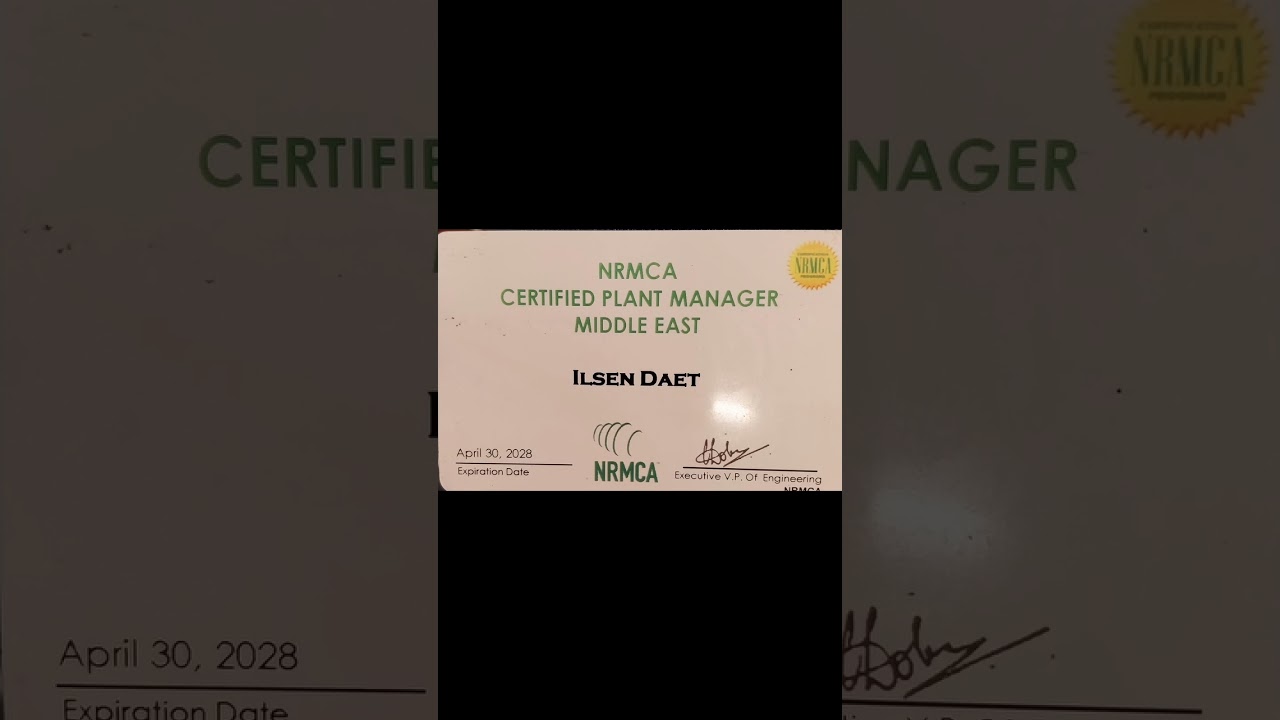 NRMCA Certified Plant Manager