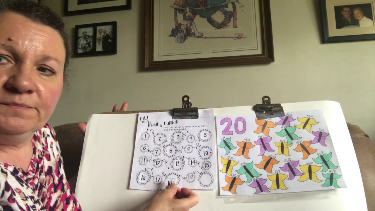Review #0-19 / Introduce #20 / #1-20 Missing Number Flower worksheet