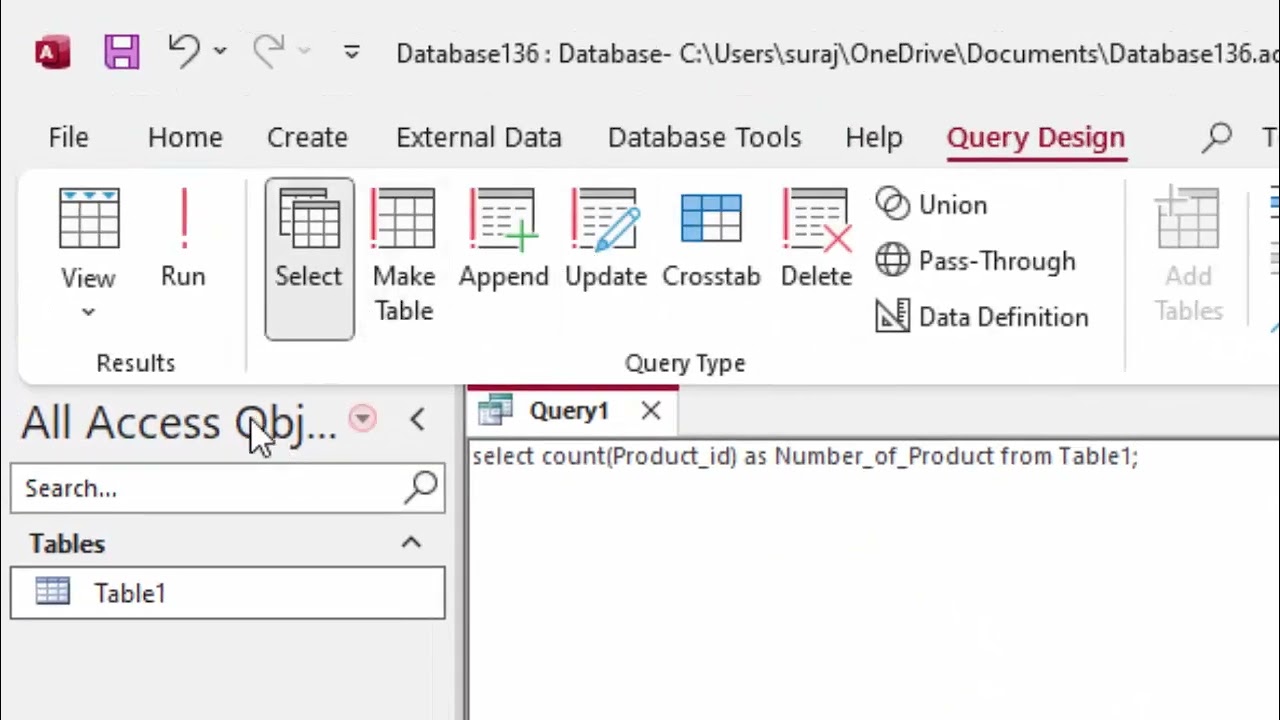 Creating count query with count function in Microsoft Access sql@COMPUTEREXCELSOLUTION
