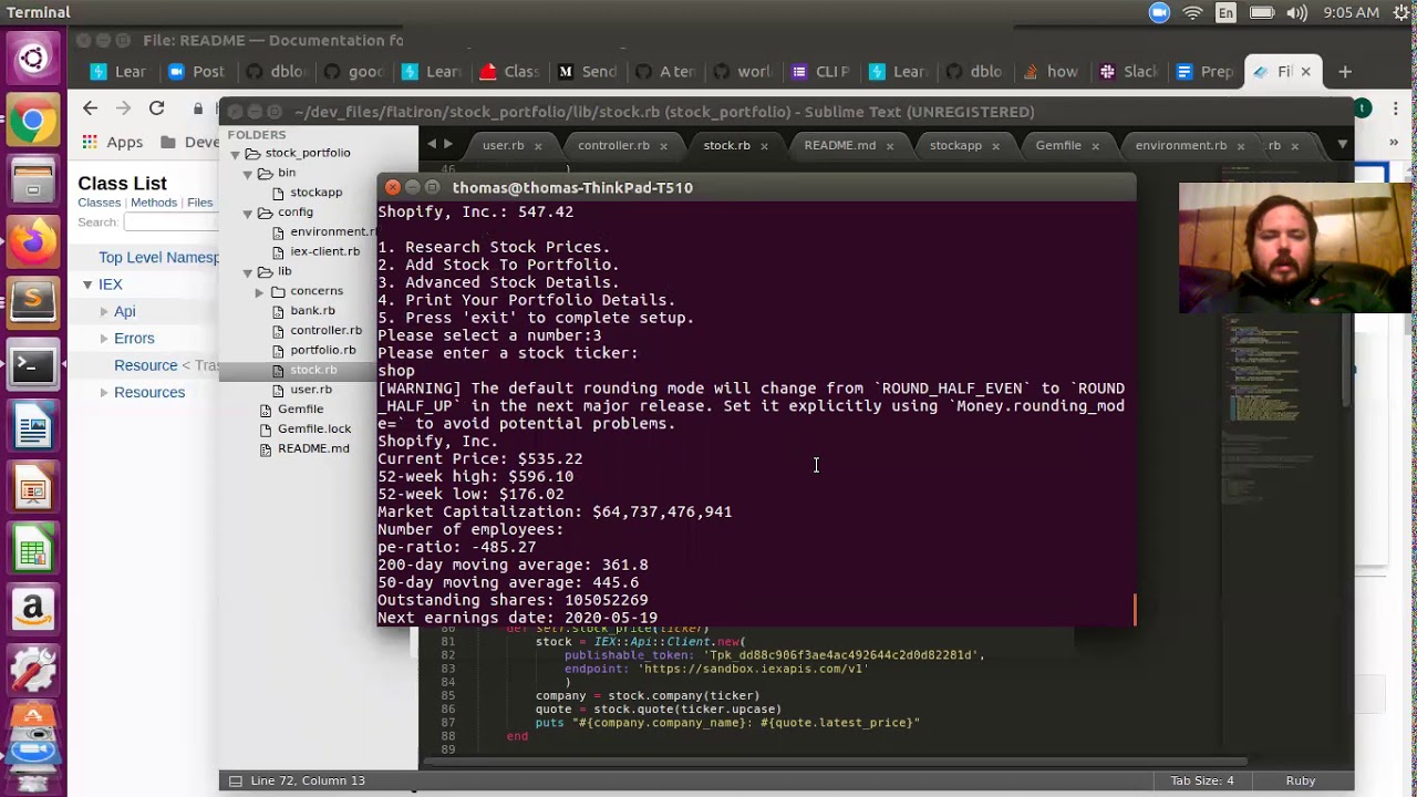 Ruby stock market cli application walkthrough