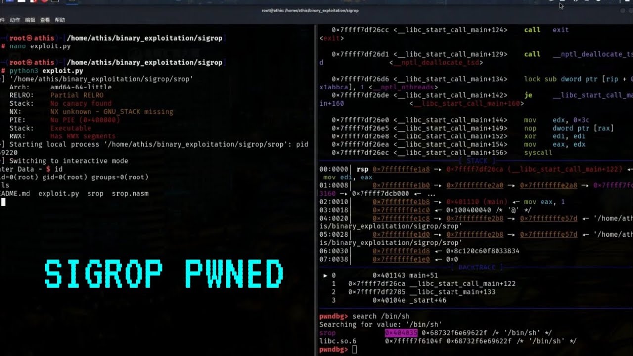 Exploitation with Sigreturn Oriented Programming (SROP)