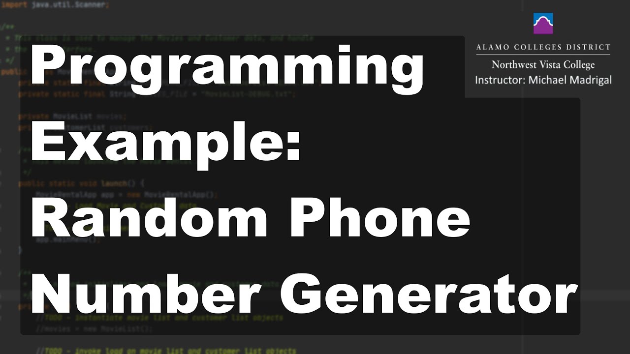 Java 1 Online, [3.09] Using Classes and Objects: Random Phone Number Generator