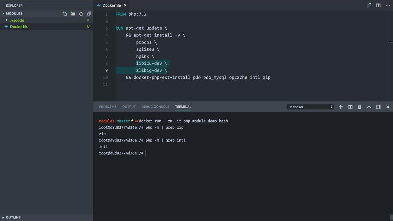 Installing PHP modules with Dependencies in the Official Docker PHP Image