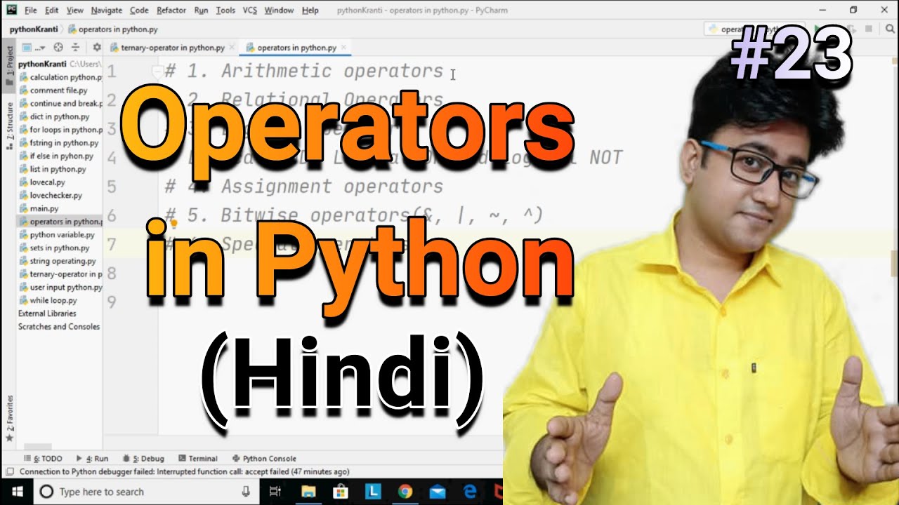 Operators in Python || Python tutorial for absolute beginners in Hindi || #23