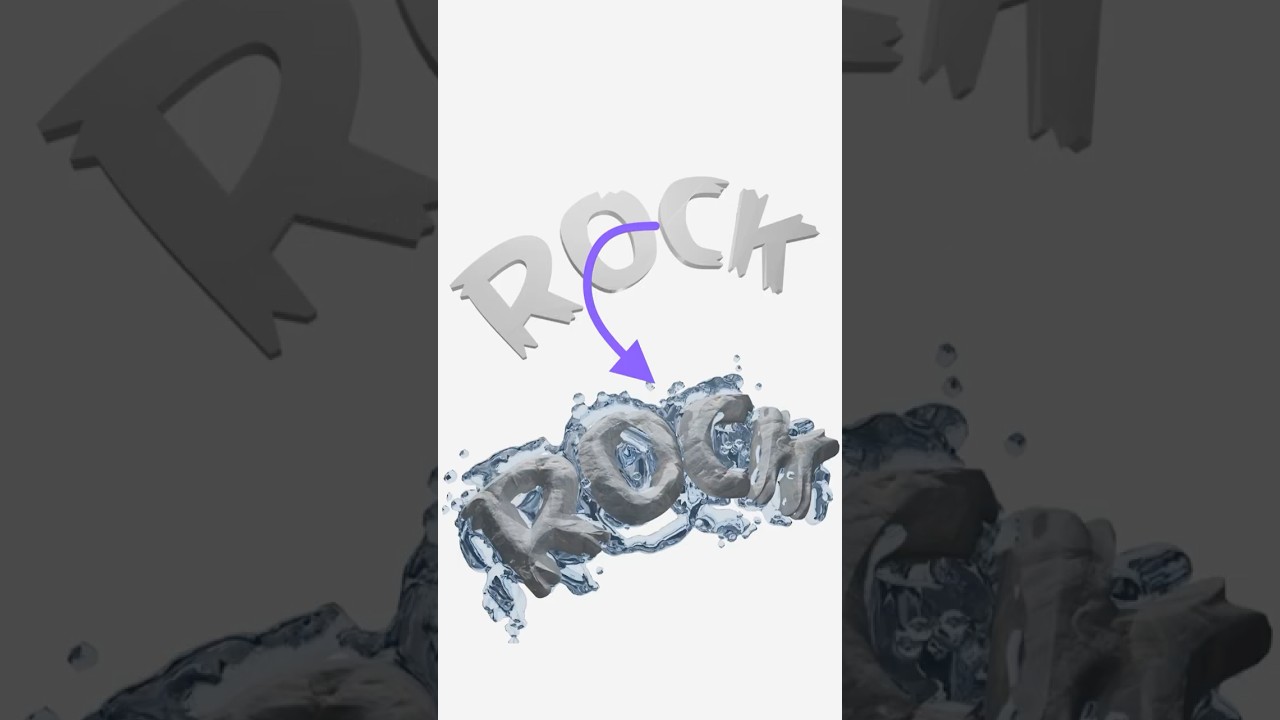 ROCK in WATER? 💧🔥 Real-Time 3D Text Effect (No Render Needed)