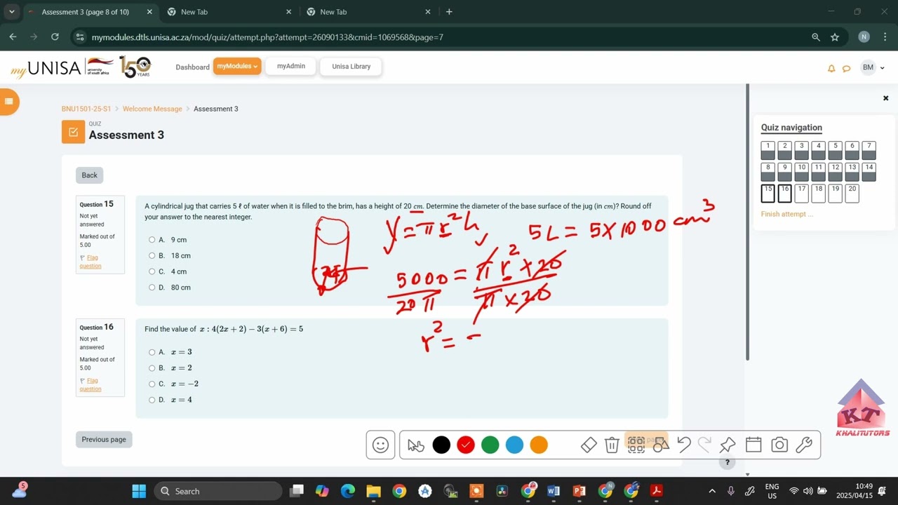 2025| BNU1501| ASSIGNMENT 3| QUESTION 15