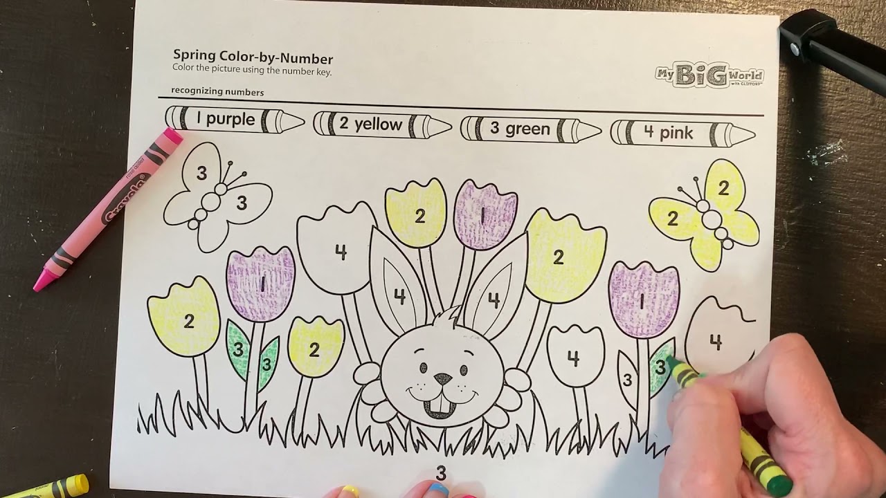 Spring color by number worksheet