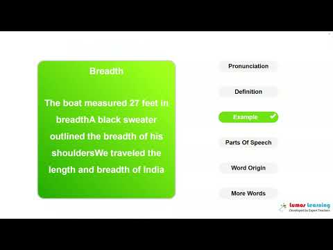 BREADTH - Definition, pronunciation, grammar, meaning - Practice grade 7 vocabulary