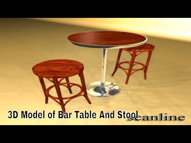 Bar Table and Stool 3D Model - FlatPyramid