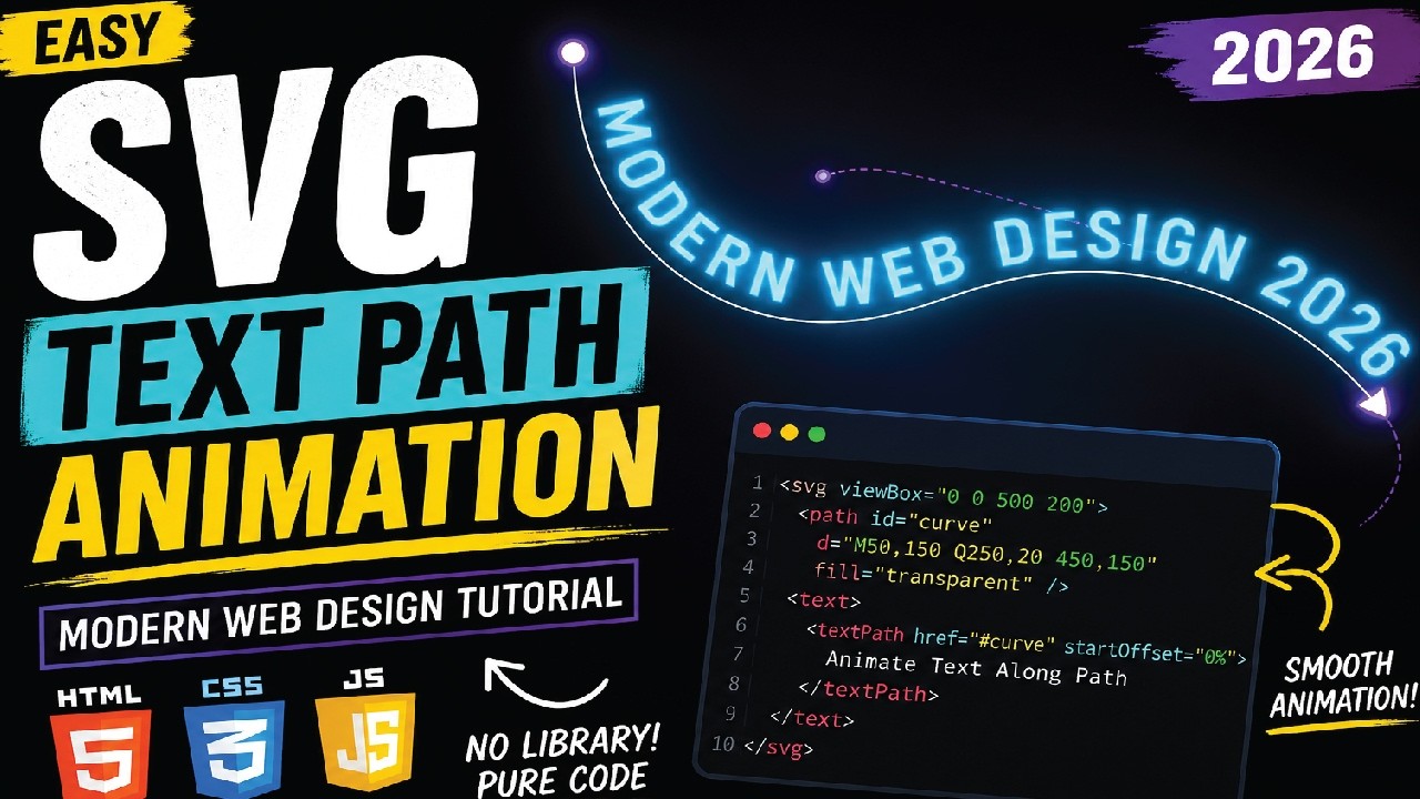 Easy SVG Text Path Animation (2026)  | HTML CSS JavaScript Tutorial for Beginners