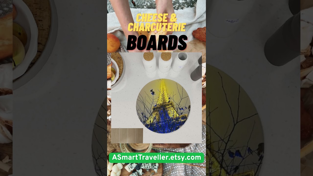 Tempered Glass Cheese & Charcuterie Boards - Travel Theme Designs