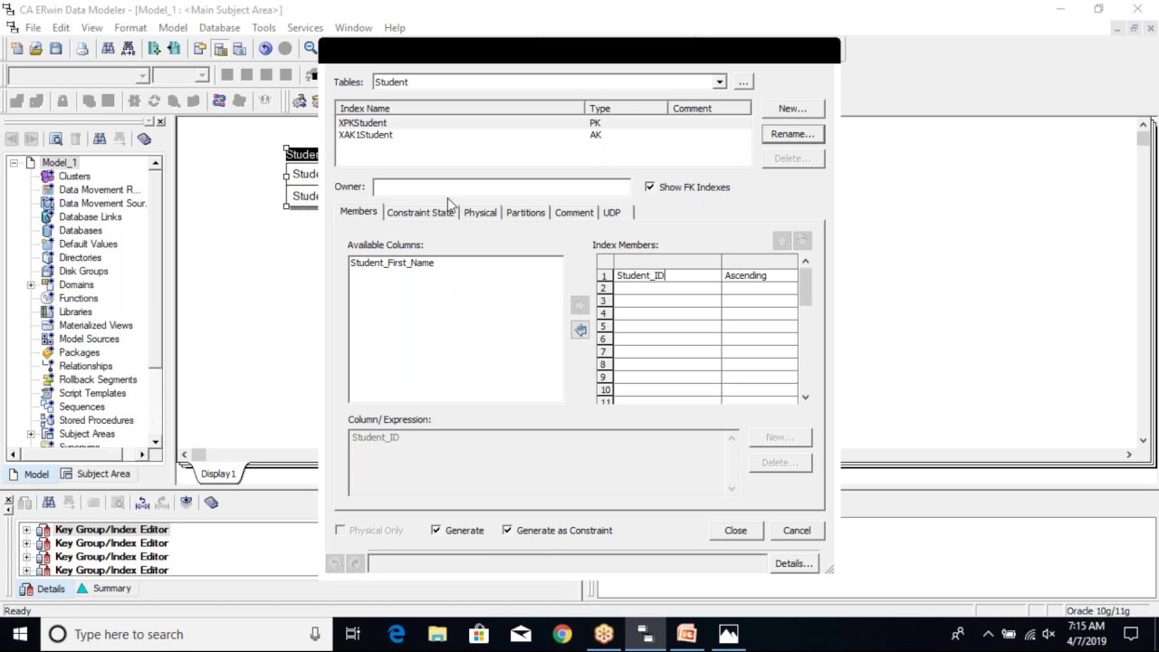 Data Modeling with Erwin - Index