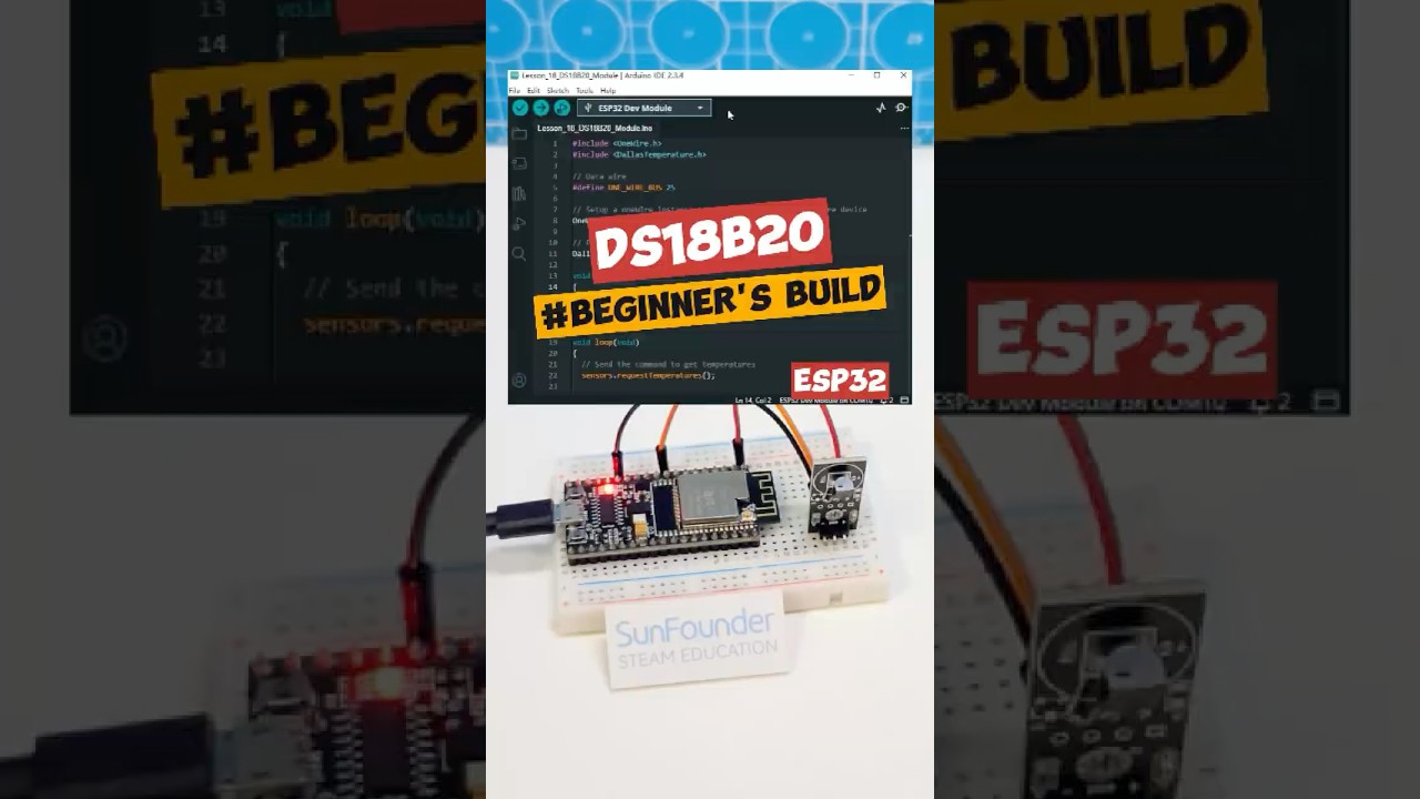 Read Temperature with ESP32 & DS18B20! 🌡️#esp32 #arduino #electronics