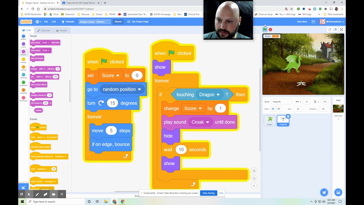 Scratch Lesson 2 - Making a Game 2 - Adding a Scoreboard, Making a Sprite Disappear