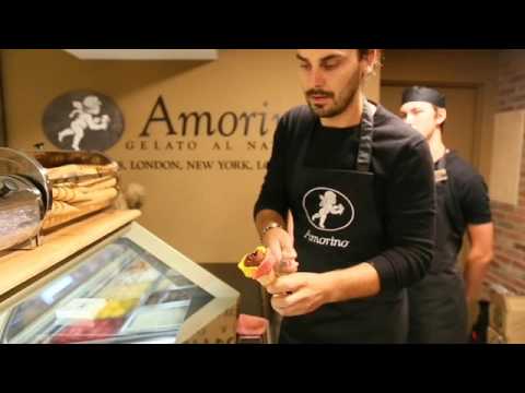 Making an Amorino all nature gelato flower cone at Sawall's