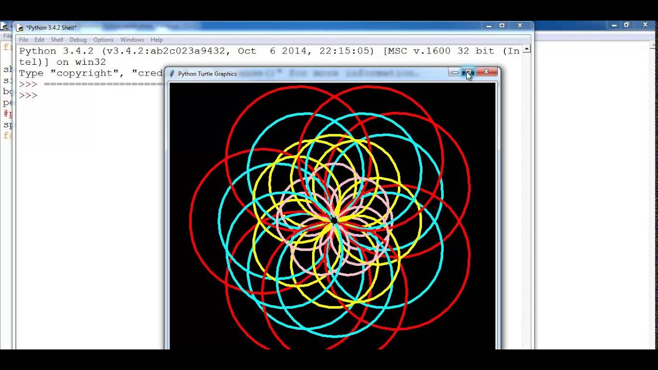 Python Turtle Graphics Tutorial of Circle Pattern