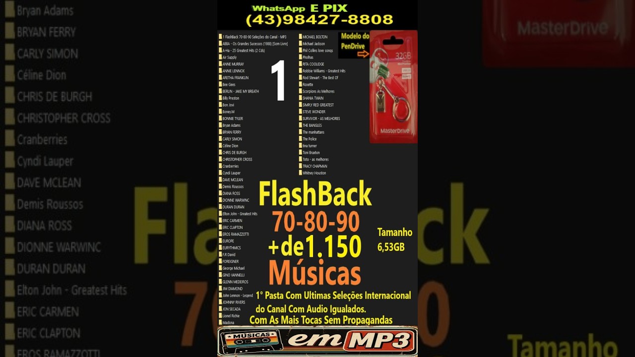 FlashBack 70-80-90 - Com Estilos de Músicas e Video Clipes e Prova de Postagem, e Entrega