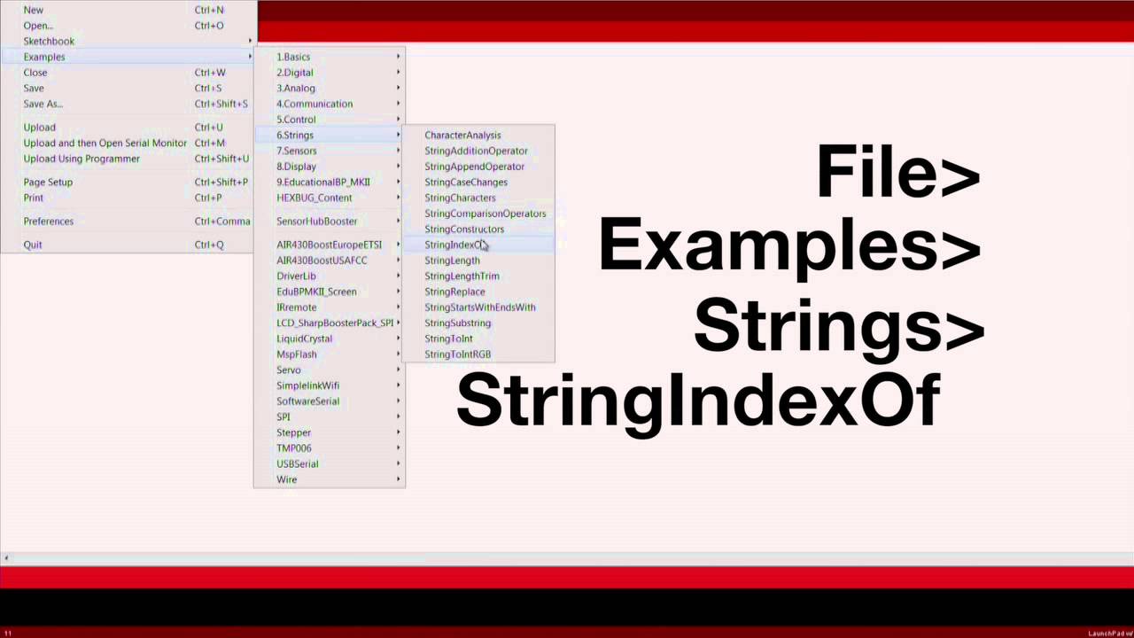 Energia Tutorial: String IndexOf