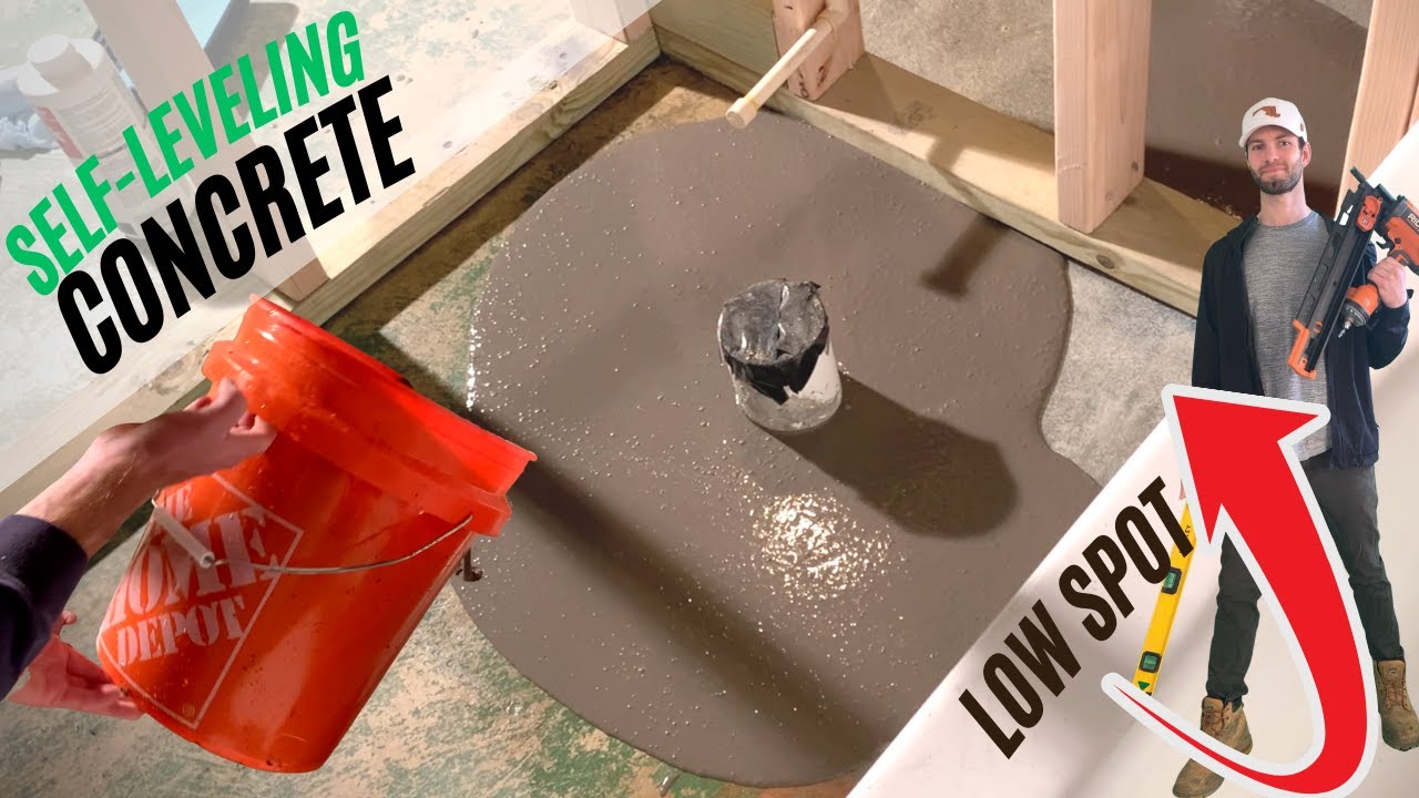 Self Leveling Concrete Underlayment Over Concrete Floor (How to Level Uneven Concrete Floor - DIY)
