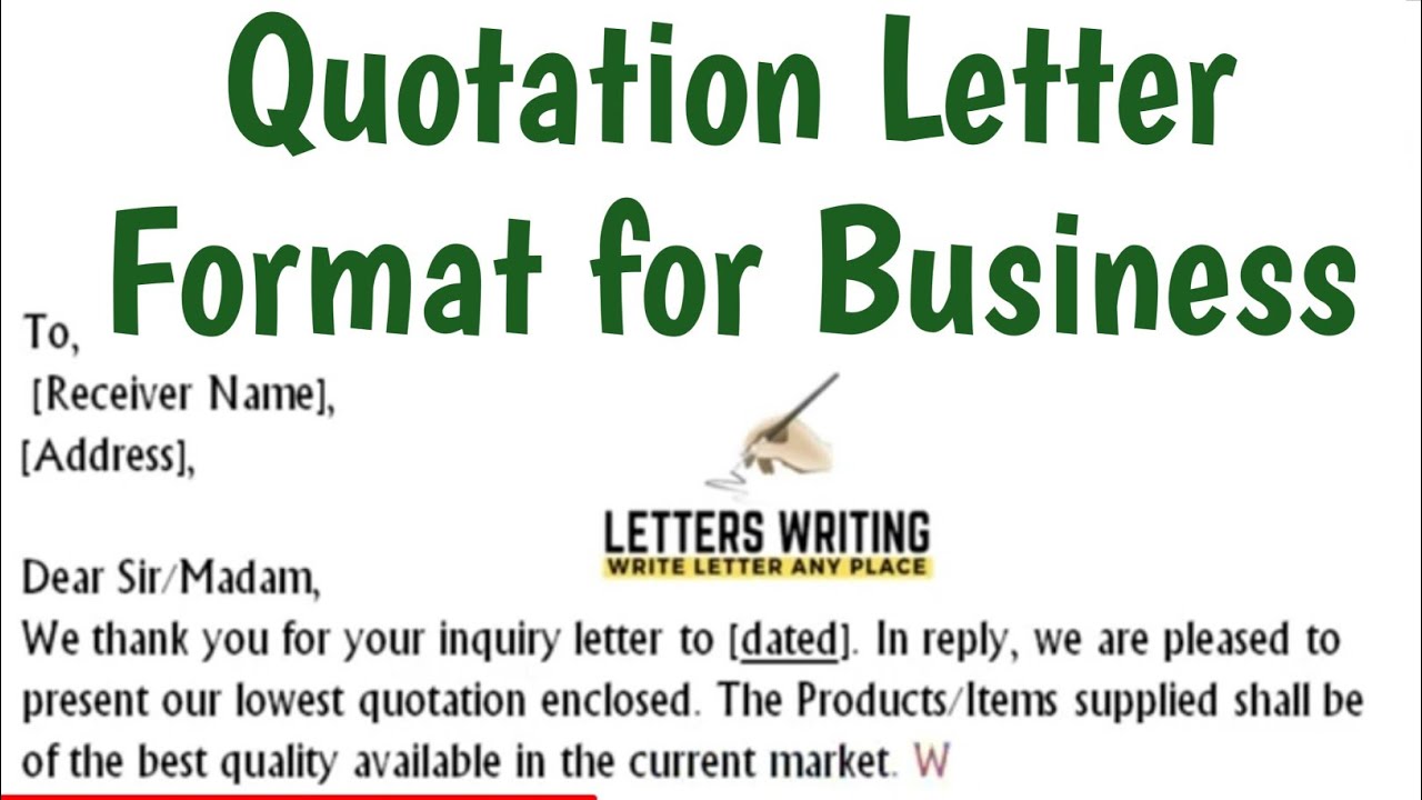 How to Write An Quotation Letter Format for Business in English | Letters Writing