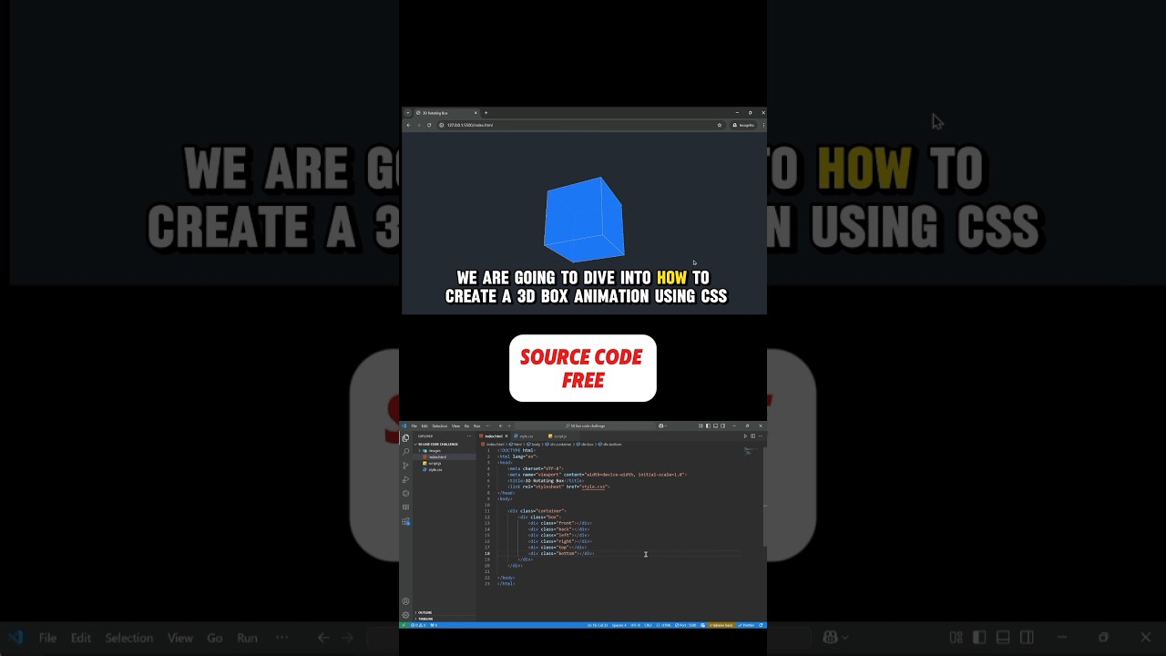 Learn 3D Box Animation with CSS | Frontend Development Tutorial  #coding#animation  #htmlcss #python