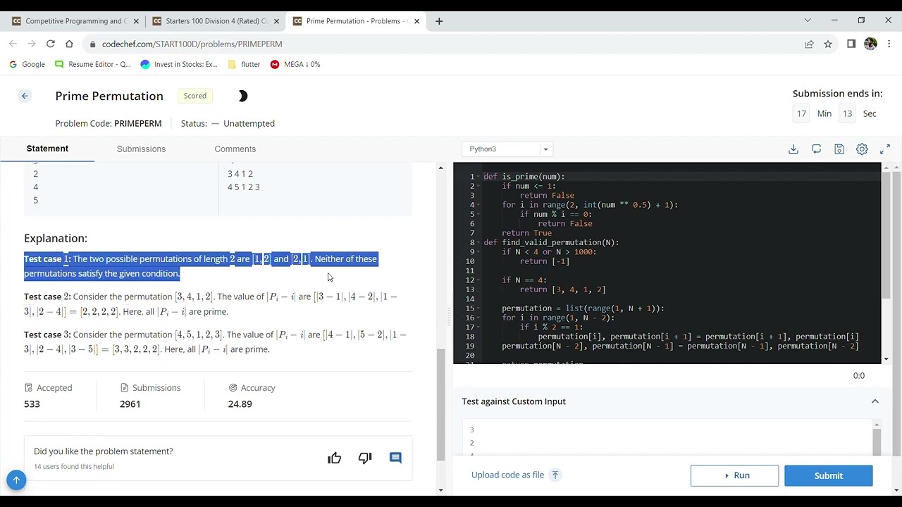 Prime Permutation CodeChef Solution