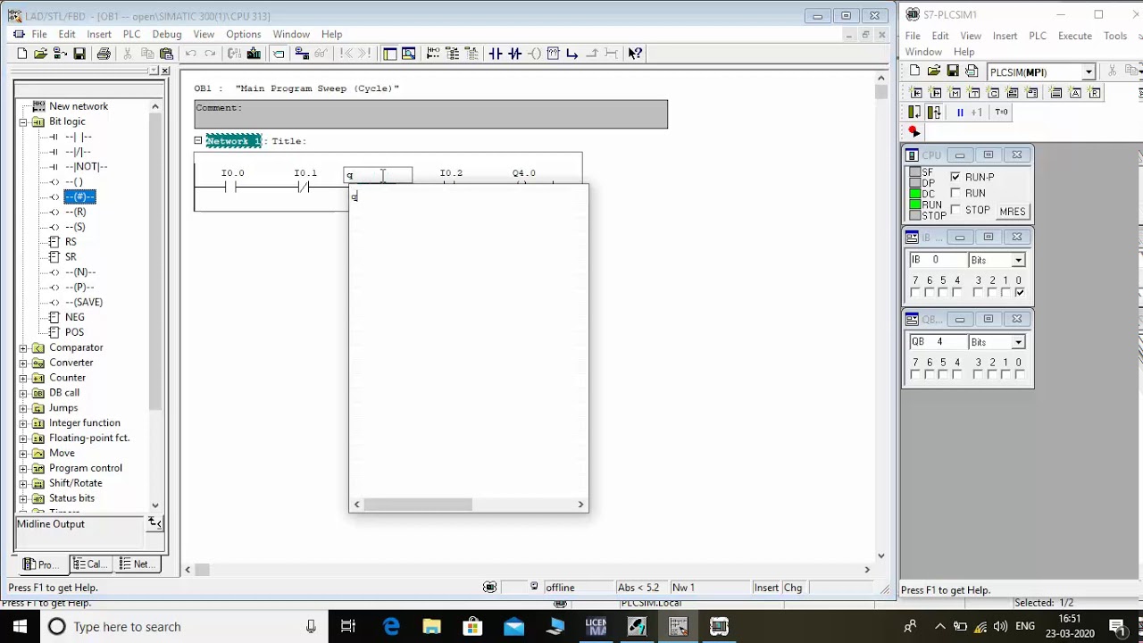 simatic manager bit logic programming instructions [ Siemens 300 PLC]