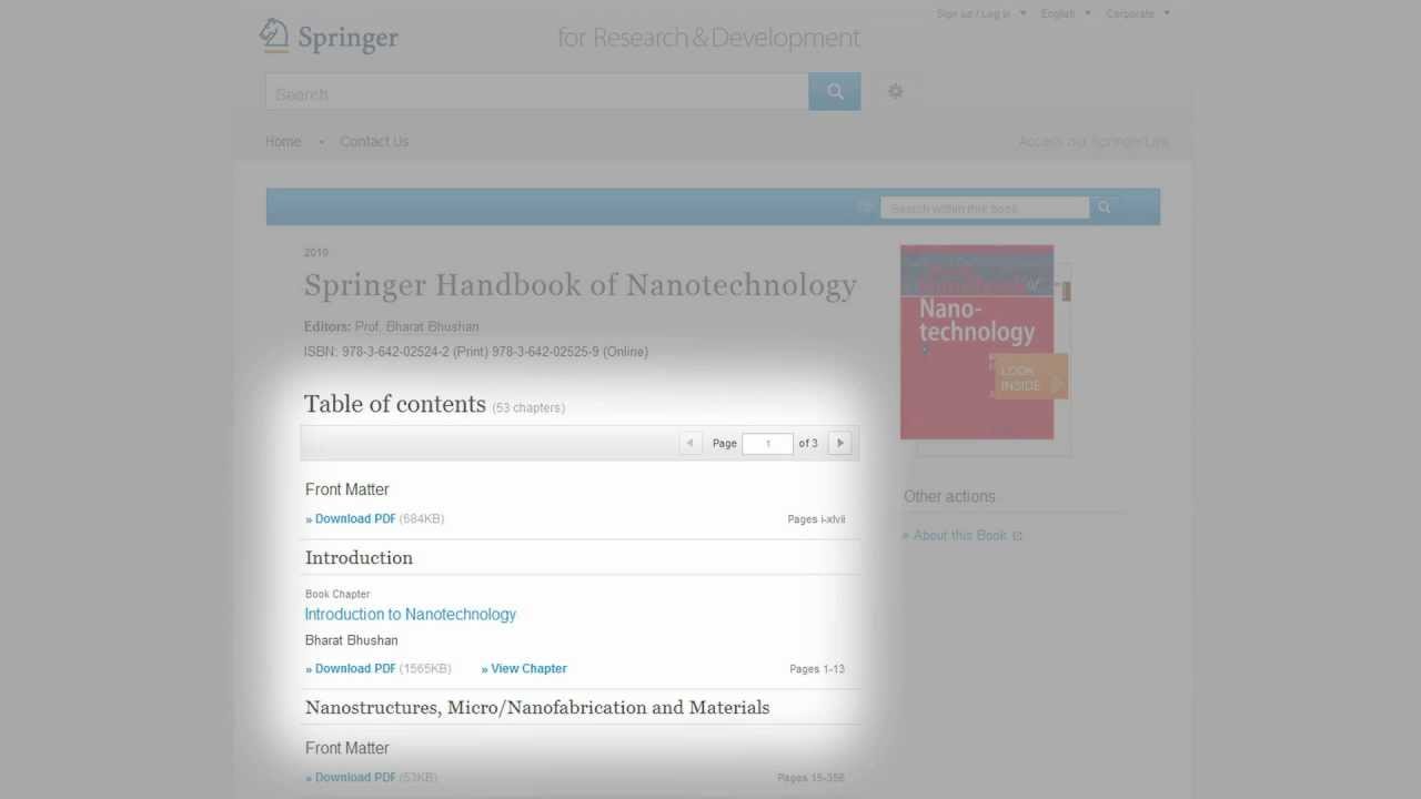 Springer for R&D Online Tutorial - eBook Pages