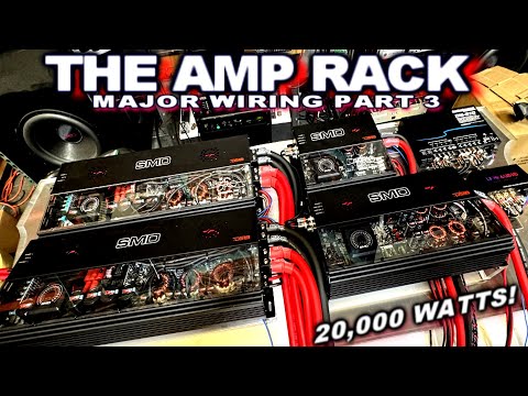 Building an Awesome Clear Acrylic LED Lit Amp Rack 20,000 Watts⚡2/0 OFC Power & Ground wire pt.3