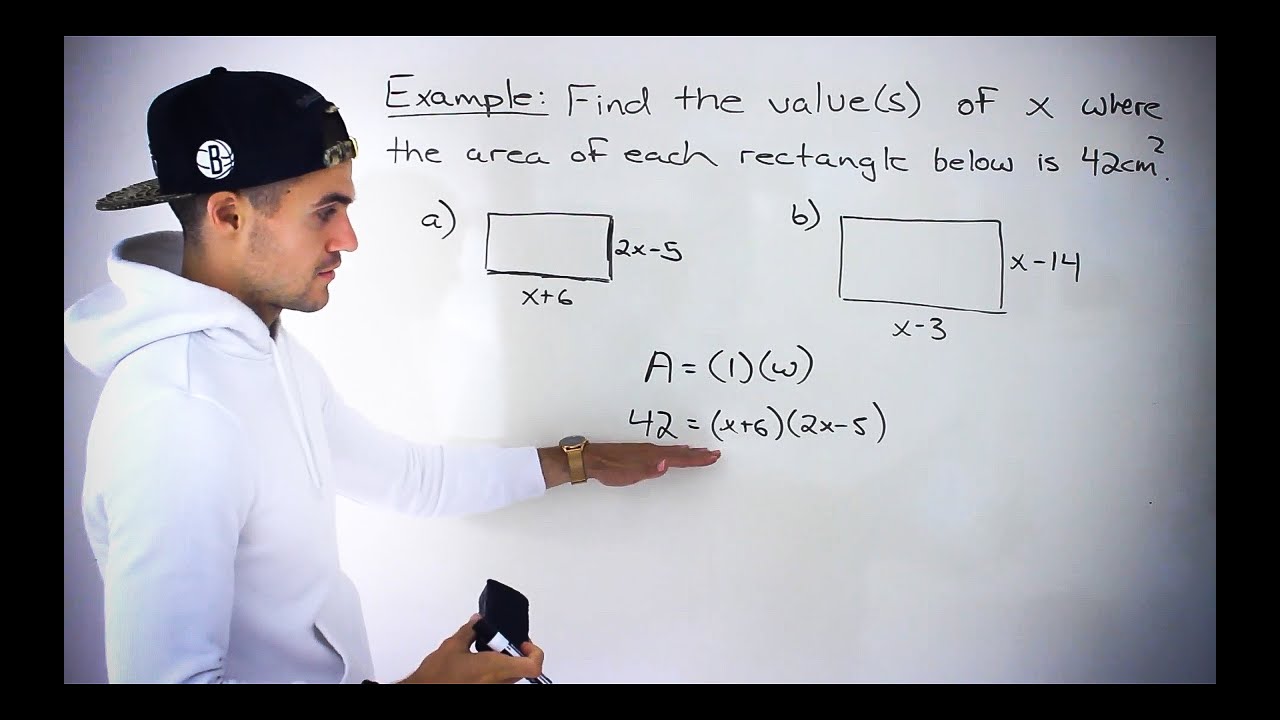 Quadratic Equation Word Problem (Find Dimensions given Rectangle Area)