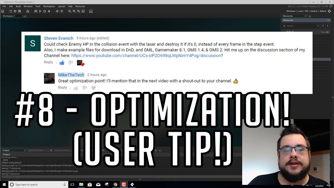 GMS2 Top-Down Shooter Tutorial - #08 - User Tip! Optimization