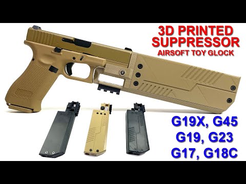 🔫 UNIVERSAL AIRSOFT TOY GLOCK 19X GLOCK 45 TACTICAL SILENCER SUPPRESSOR ...