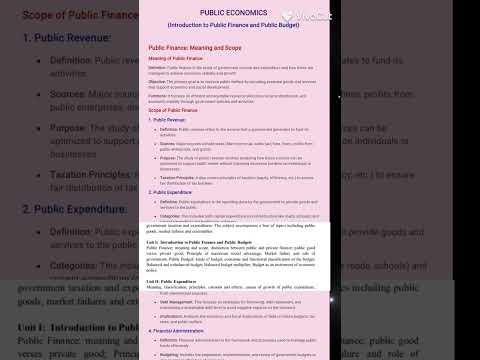 Introduction to public finance and public budget || Public Finance || Unit 1 #notes