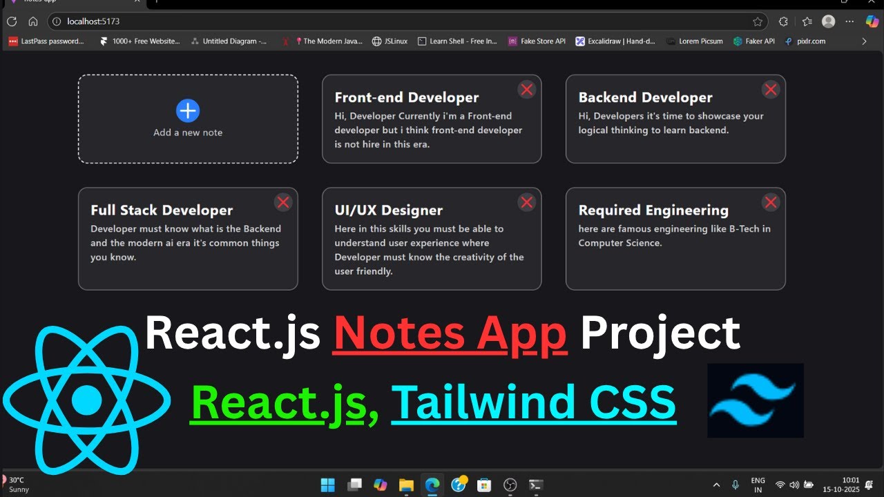 Build a Notes App with React.js & Tailwind CSS | Full Tutorial for Beginners