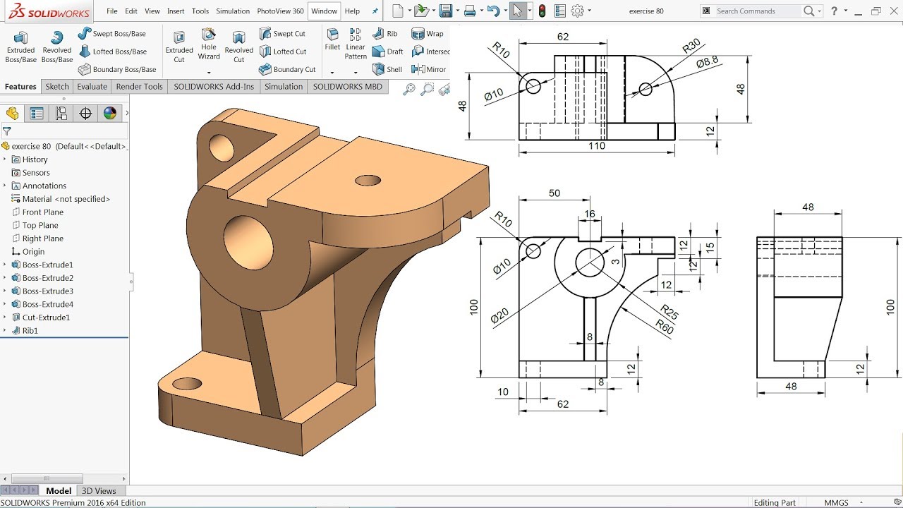 SolidWorks Tutorial for beginners Exercise 80