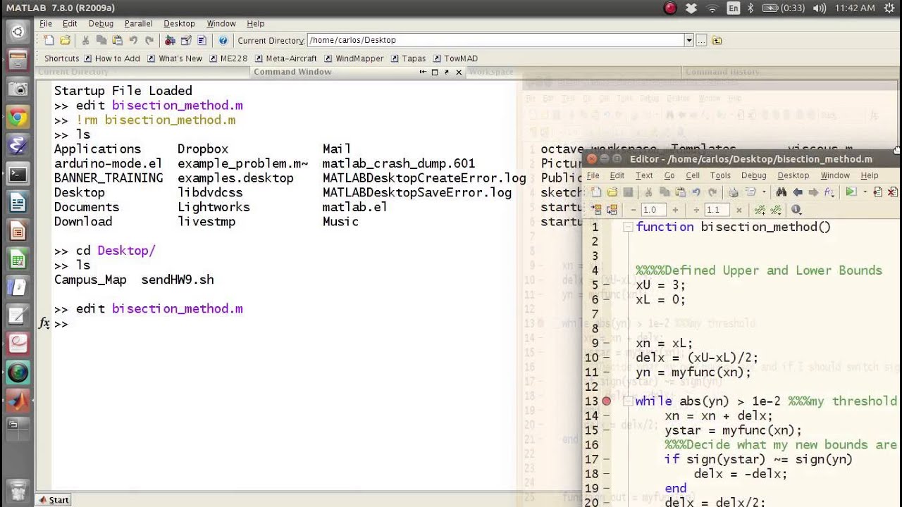 MATLAB Help - Bisection Method