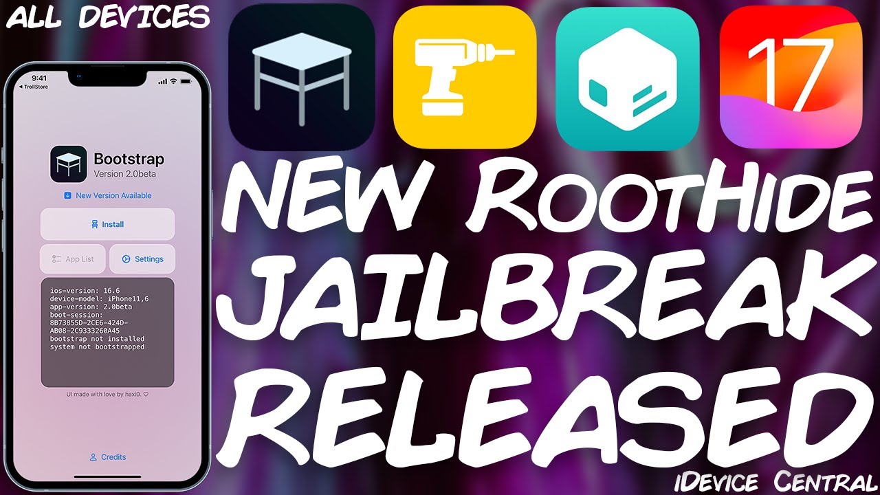 RootHide Bootstrap JAILBREAK RELEASED! With SpringBoard (Home Screen) & App Tweaks (iOS 15 - 17.0)