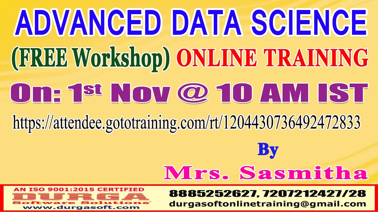 ADVANCED DATA SCIENCE (FREE Workshop) Online Training @ DURGASOFT