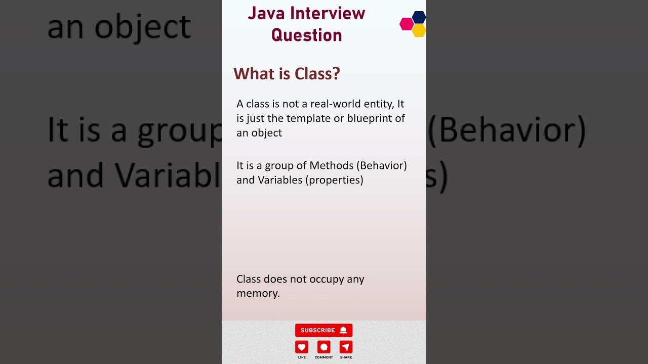 What is a Class in Java? | Java Interview Questions Explained Simply #coding #programming #2024