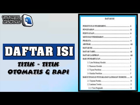 CARA MEMBUAT TITIK-TITIK DAFTAR ISI OTOMATIS DAN RAPI