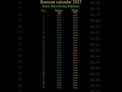 Ramzan calendar Kalat 2025 | Ramadan calendar Kalat 2025 #shorts #calendar #ramzan #ramadan