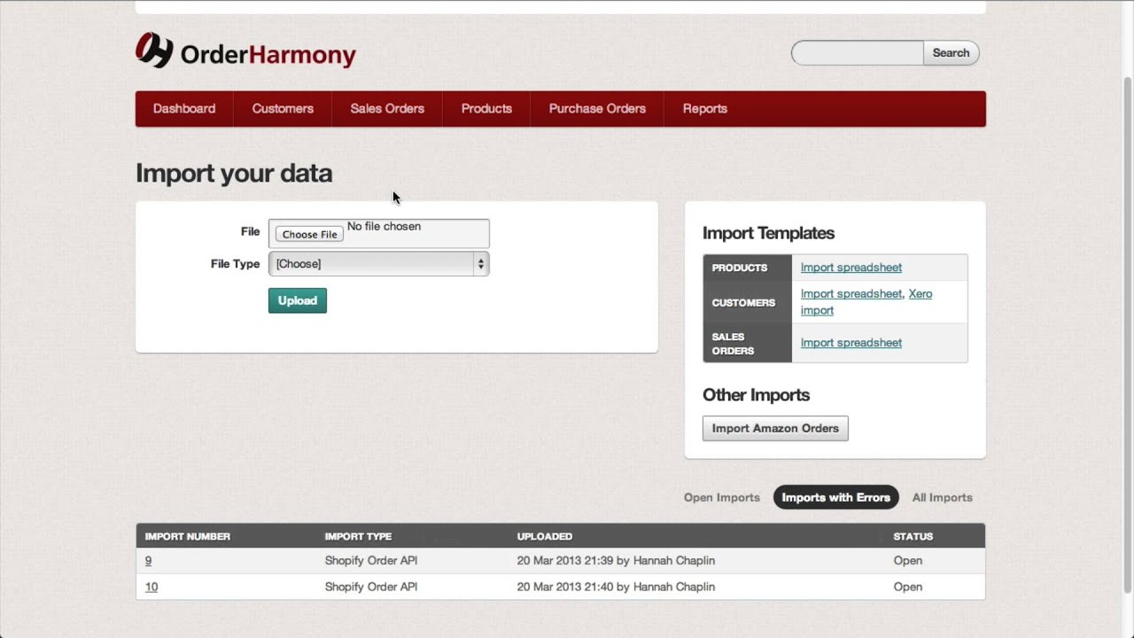 Shopify import errors
