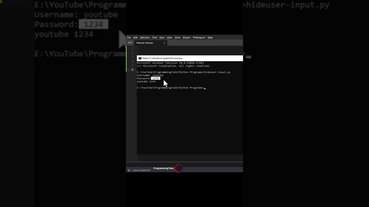 How to hide user input in Python #shorts #python