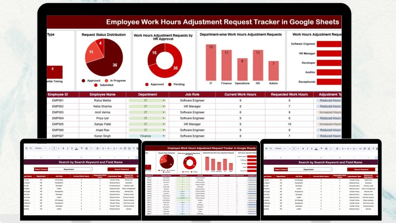 Employee Work Hours Adjustment Request Tracker in Google Sheets