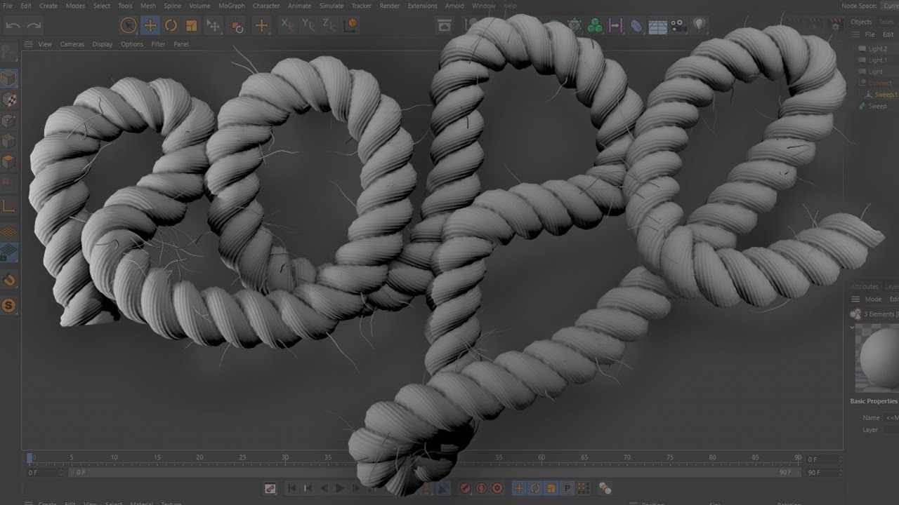3D rope with Hairs - Tutorials - Blog - C4Dzone