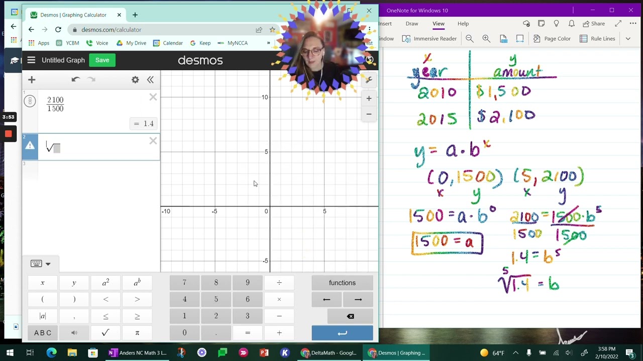 DeltaMath Exponentials from Two Points (Context) Example