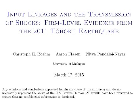 ERIA Presentation Series: Input Linkages and Transmission of Shocks: Firm Level Evidence