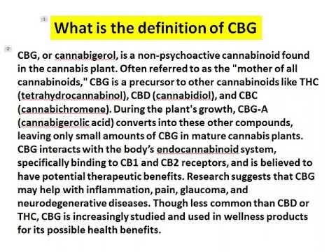 what is the definition of cbg