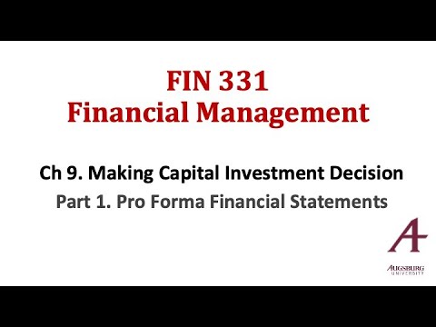 Ch 9 Part 1. Pro Forma Financial Statements